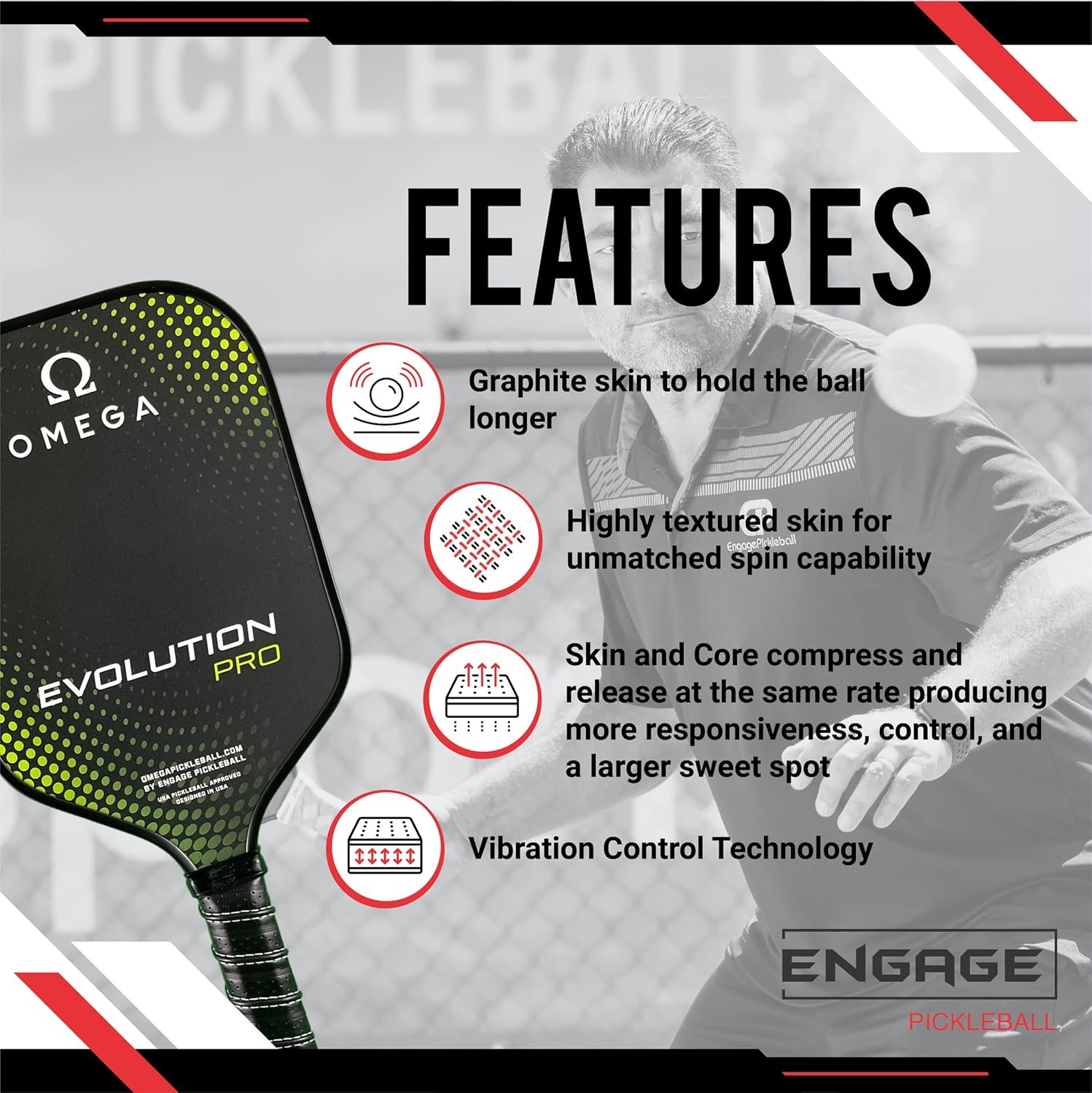 Serve Up Success with the Engage Pickleball Omega Evolution Pro Paddle! - Pro PickleBaller